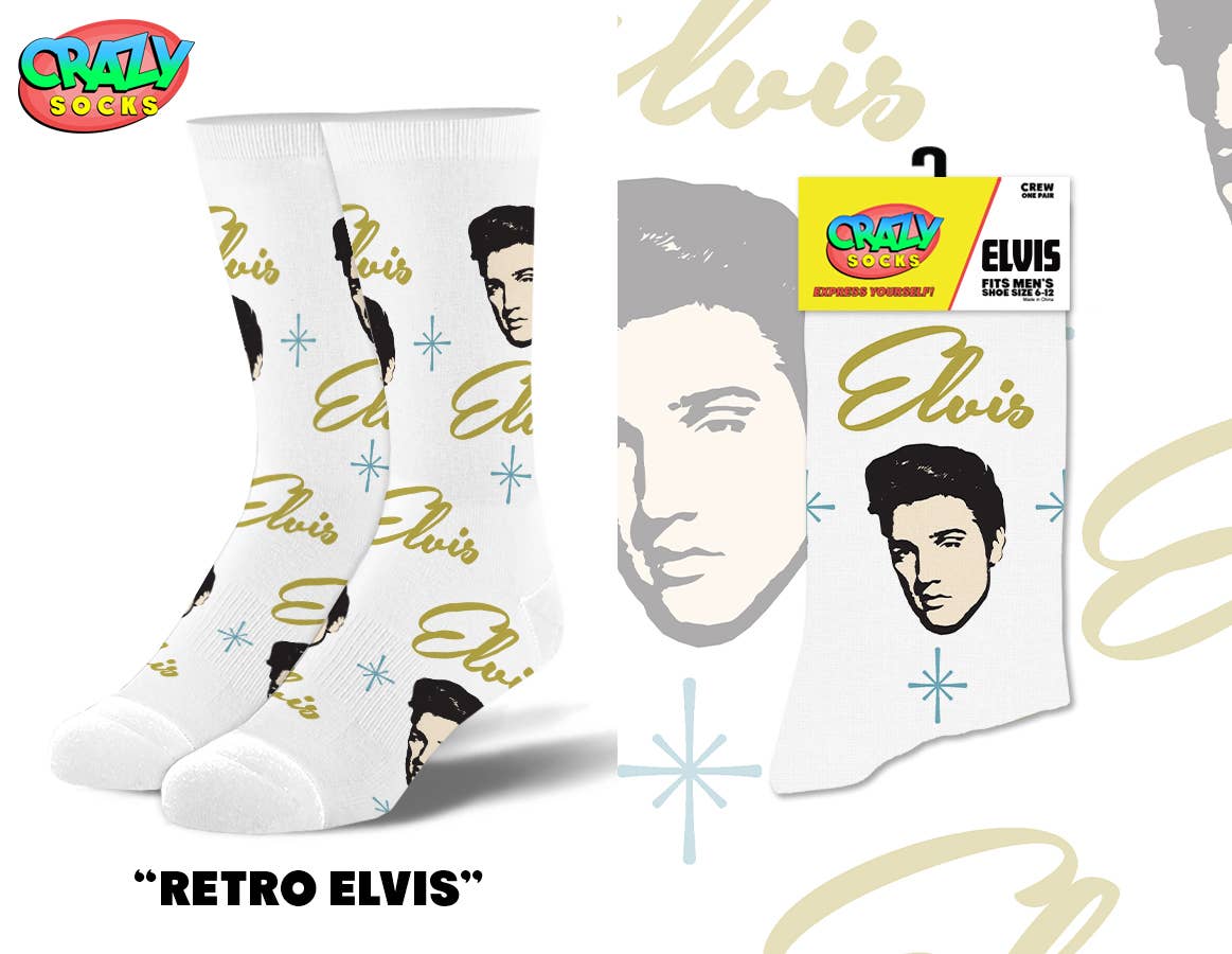 Buy Retro Elvis - Mens Crew Folded by Crazy Socks – Pat's Monograms